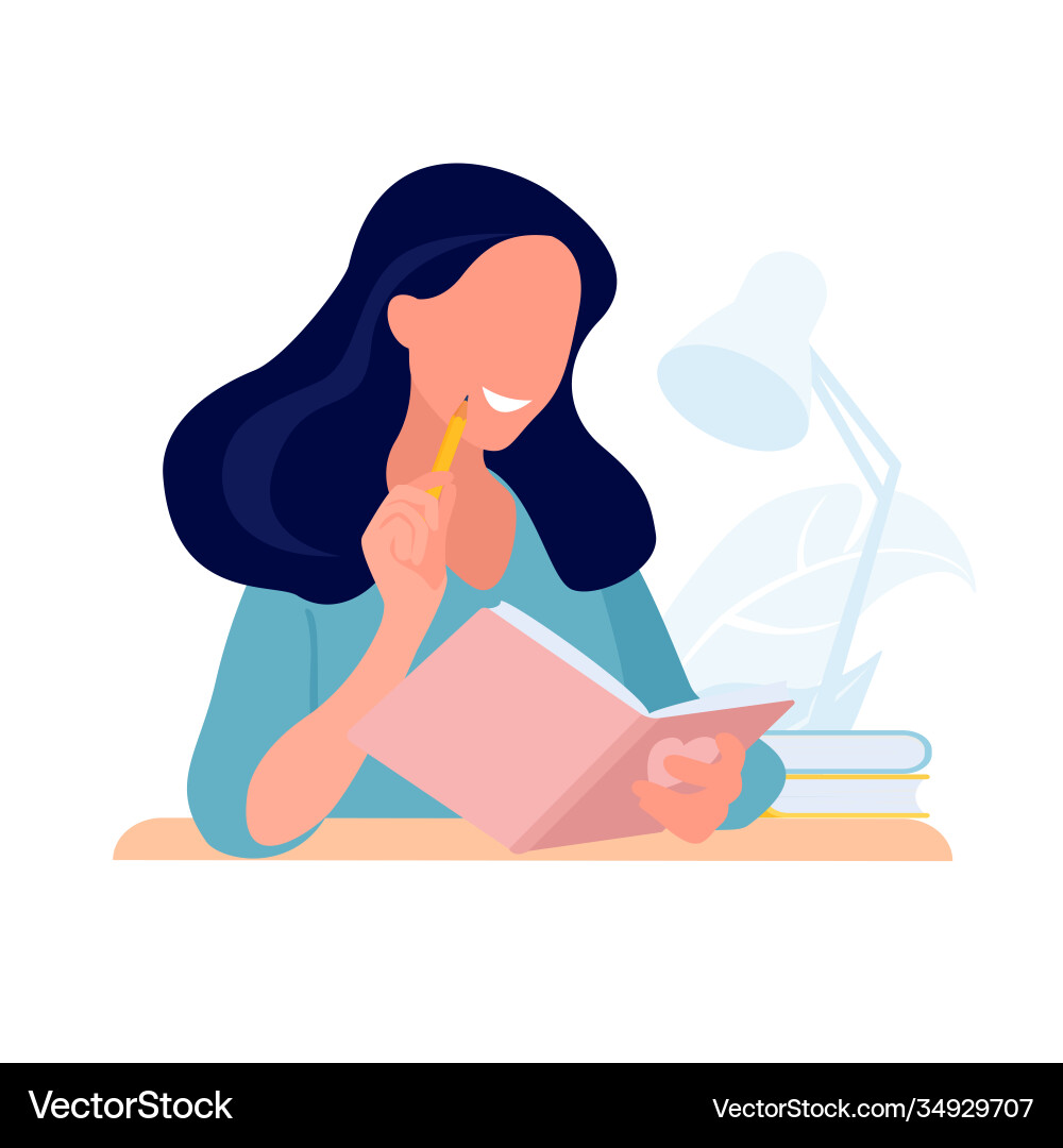Journal writing girl diary student studying with Vector Image