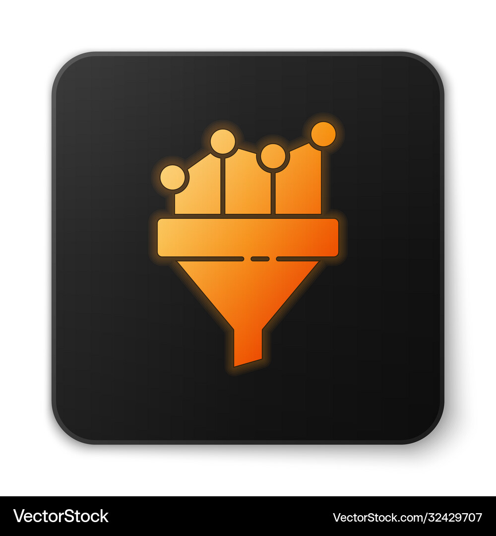 Orange glowing neon sales funnel with chart Vector Image
