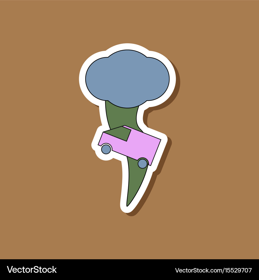 Paper sticker on stylish background tornado car Vector Image