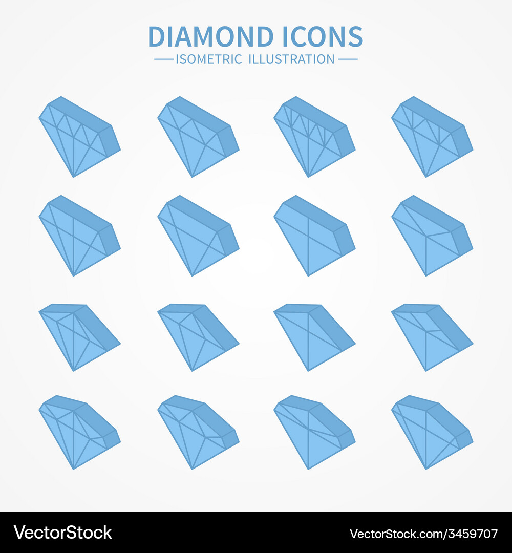 Set diamond web iconssymbolsign in isometric Vector Image