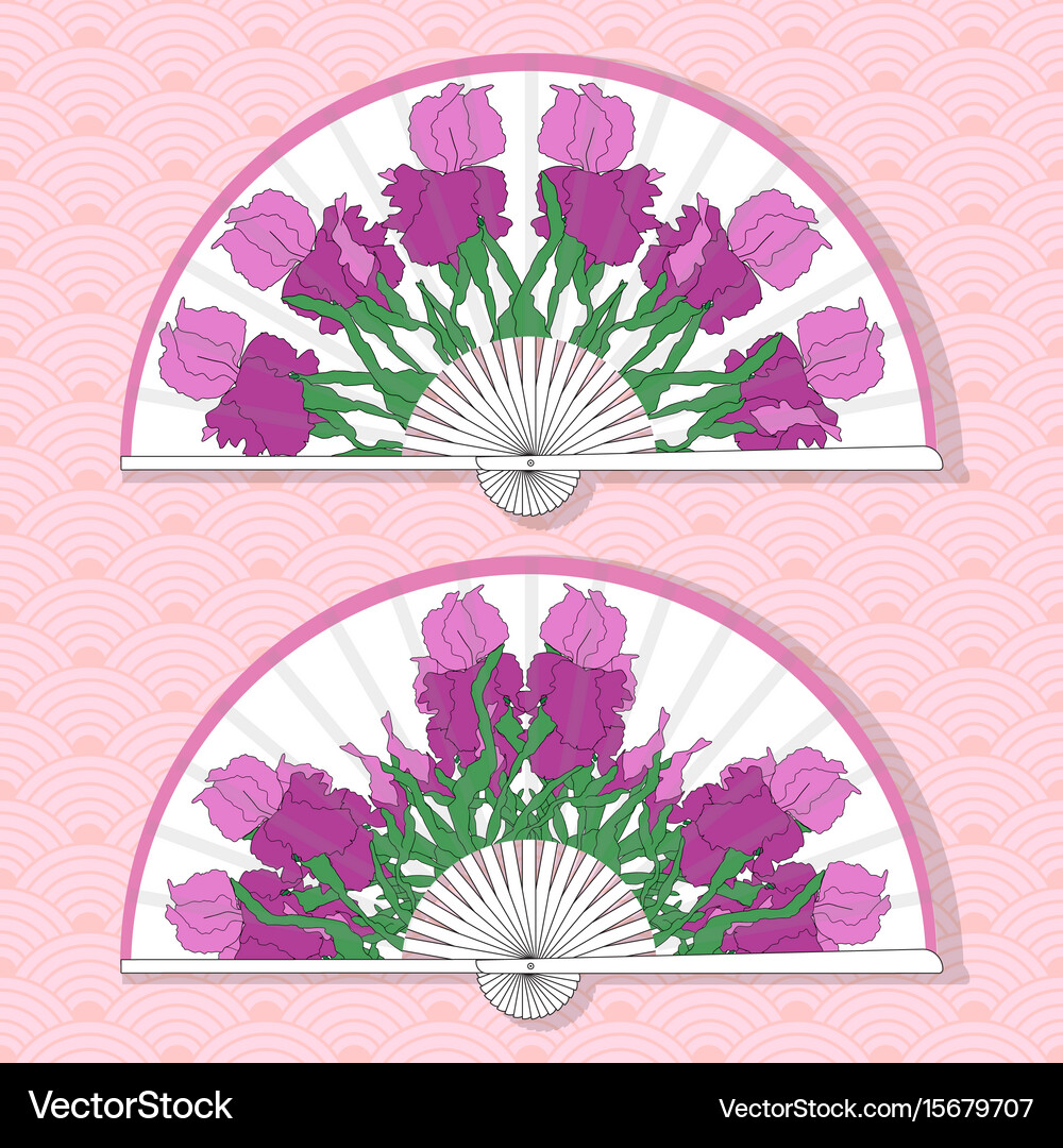 Two asian folding paper fans Royalty Free Vector Image