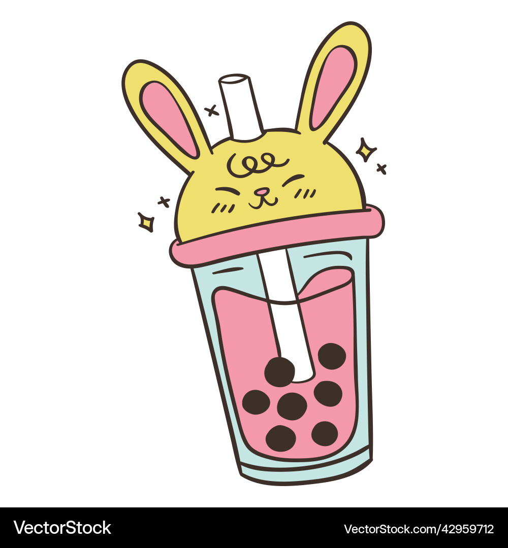 Bunny boba tea cute high quality Royalty Free Vector Image