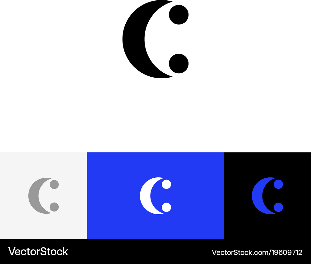 C with two dots minimalism logo letters Royalty Free Vector