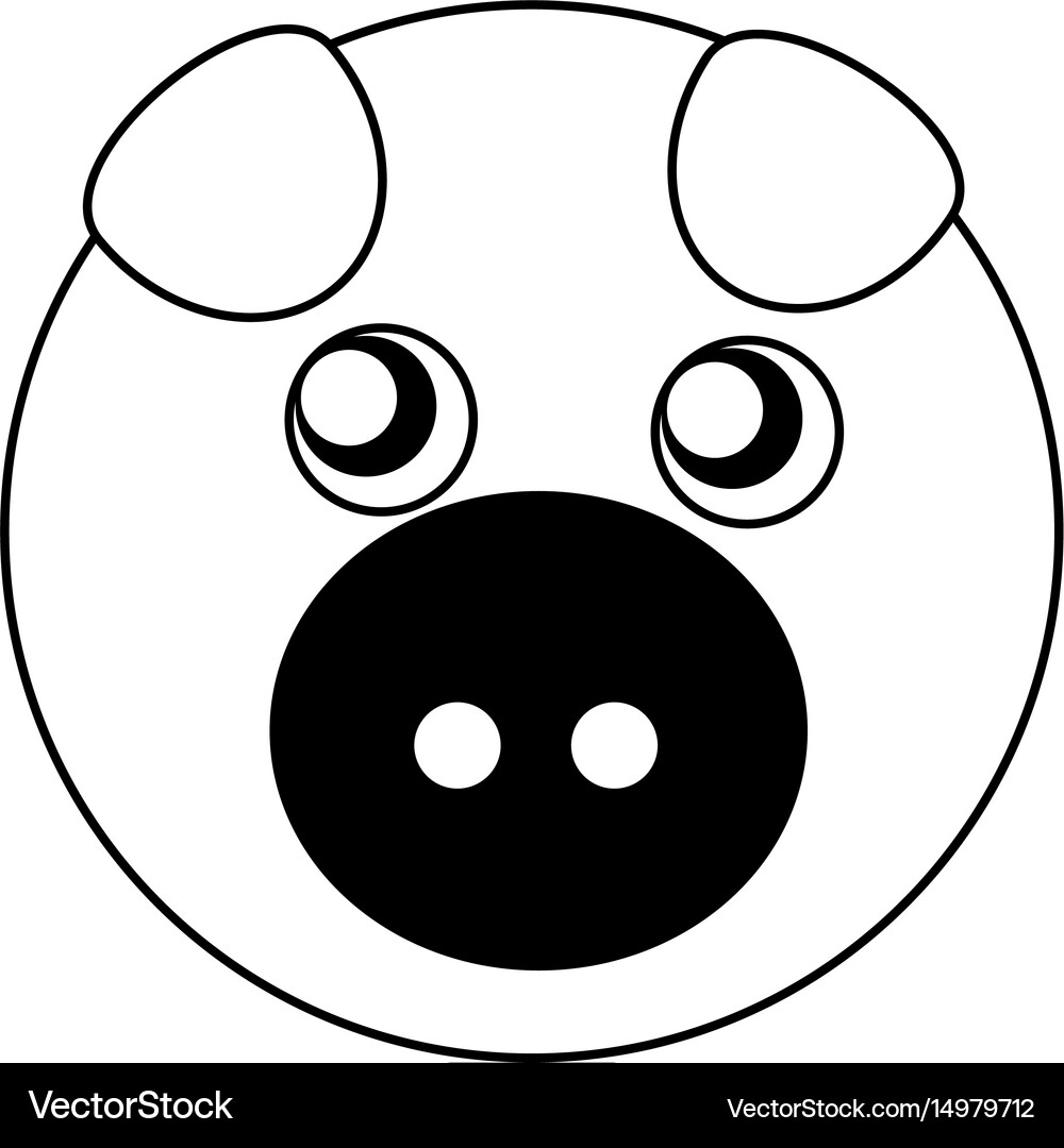 Cute piggy character icon Royalty Free Vector Image
