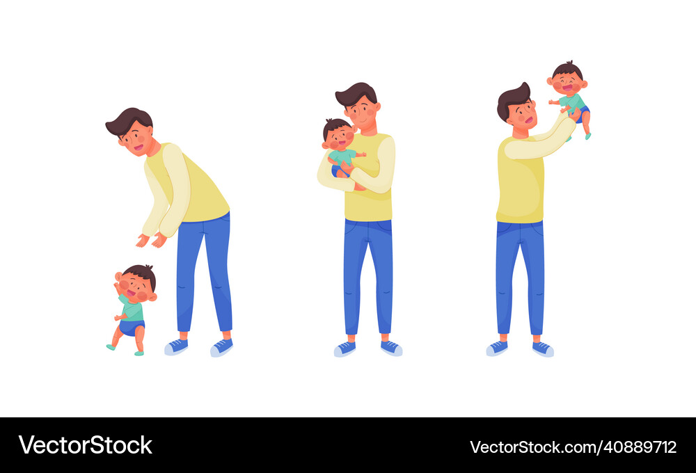 Daddy caring for his little son set father Vector Image