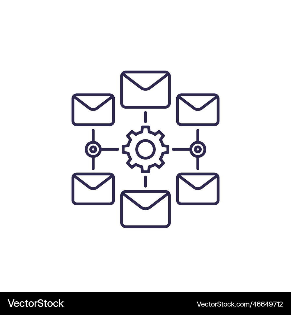 Email automation service line icon on white Vector Image