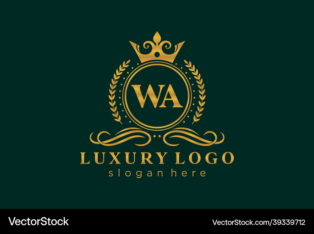 Initial wa letter royal luxury logo template Vector Image