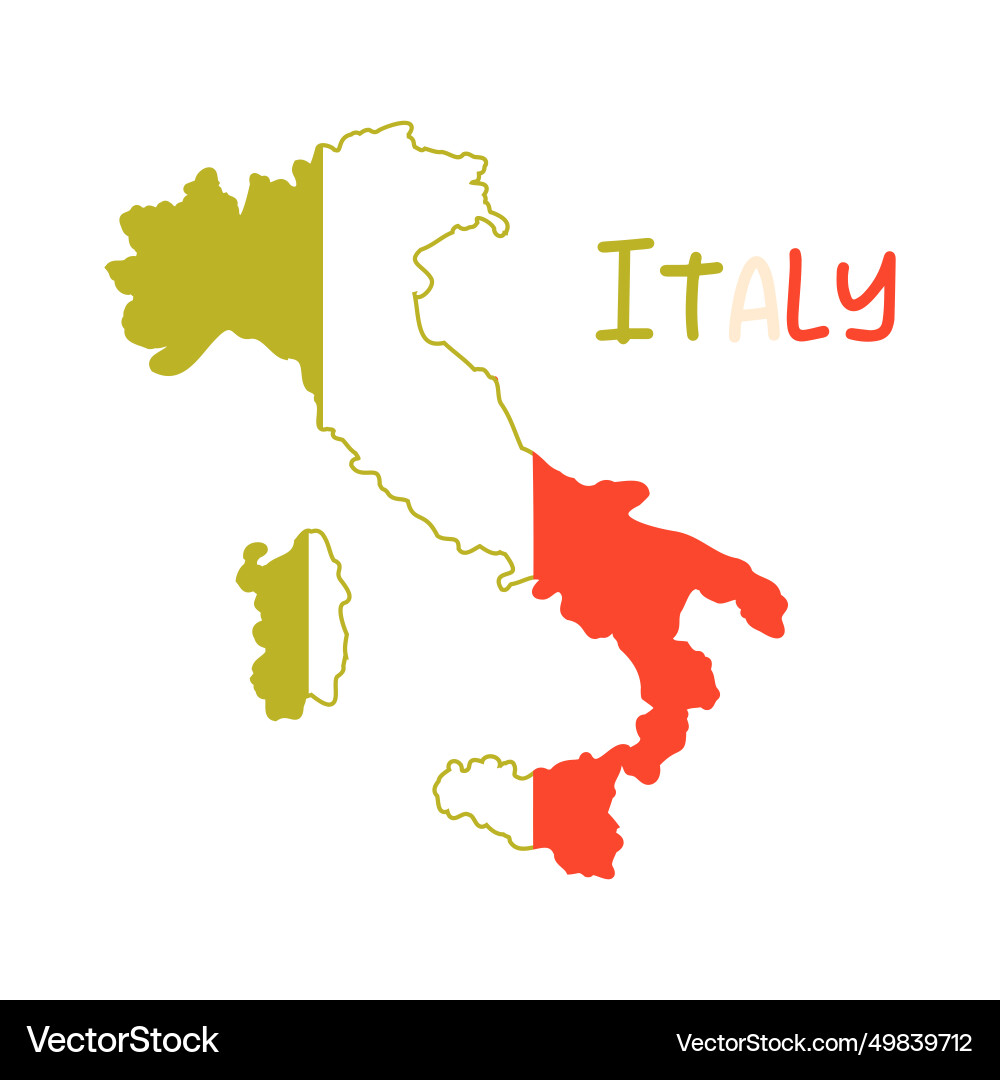 Italian map filled with flag colors Royalty Free Vector