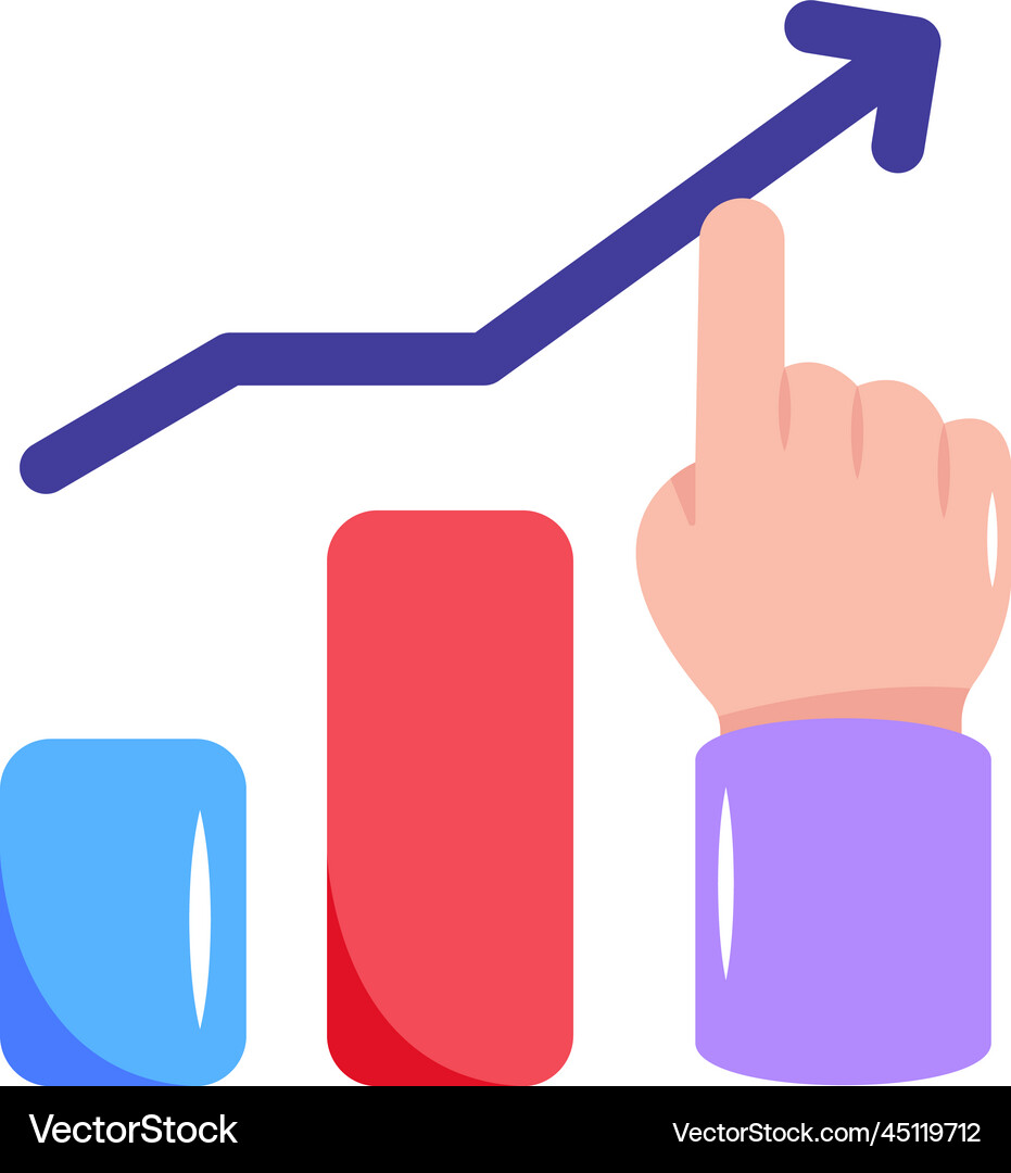 Latest flat icon of growth chart Royalty Free Vector Image