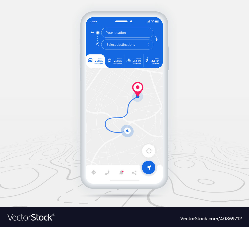 Map Gps Navigation Ux Ui Concept Smartphone Vector Image