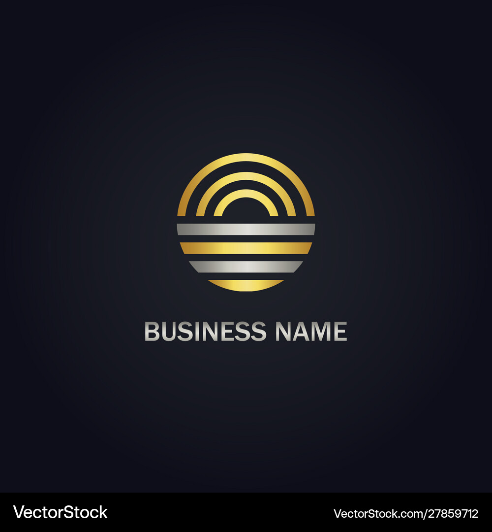 Round line abstract gold logo Royalty Free Vector Image