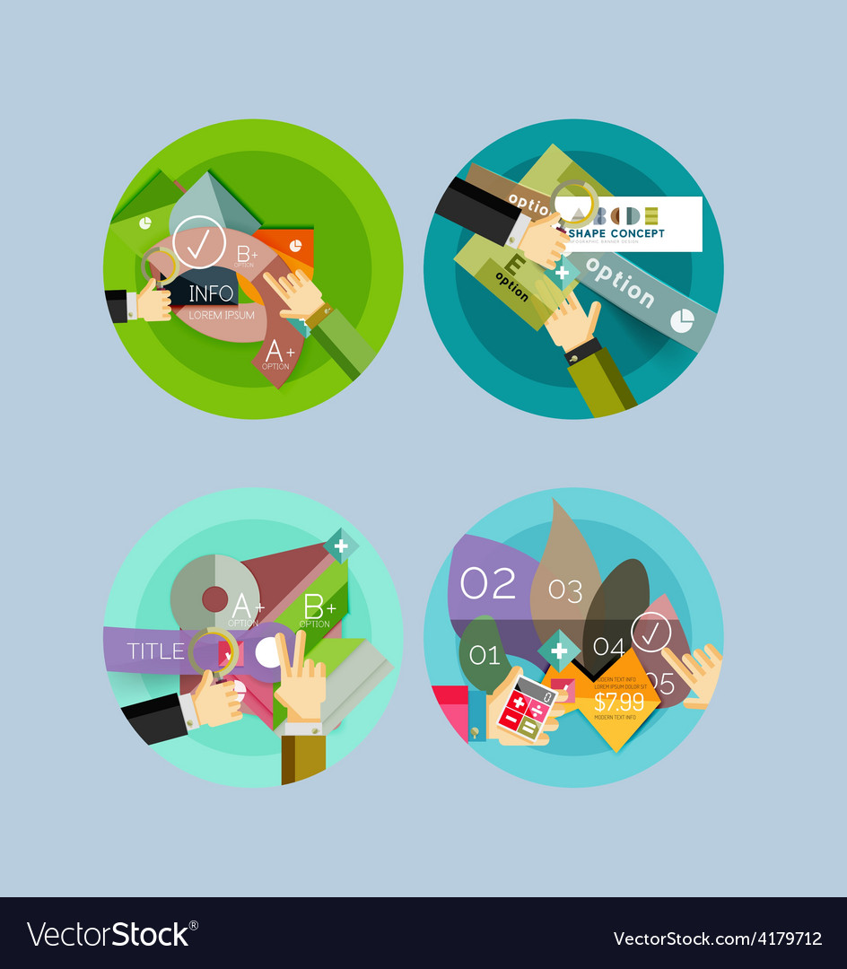 Set of flat design circle infographic icons Vector Image