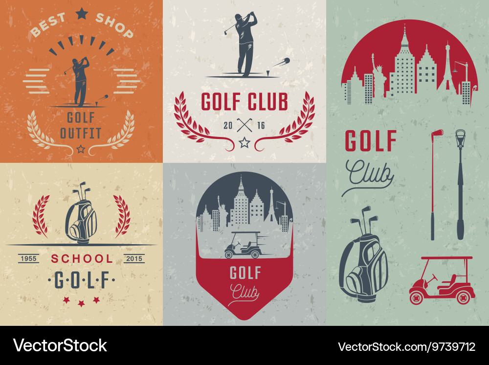 Set of golf logo labels and emblems Royalty Free Vector