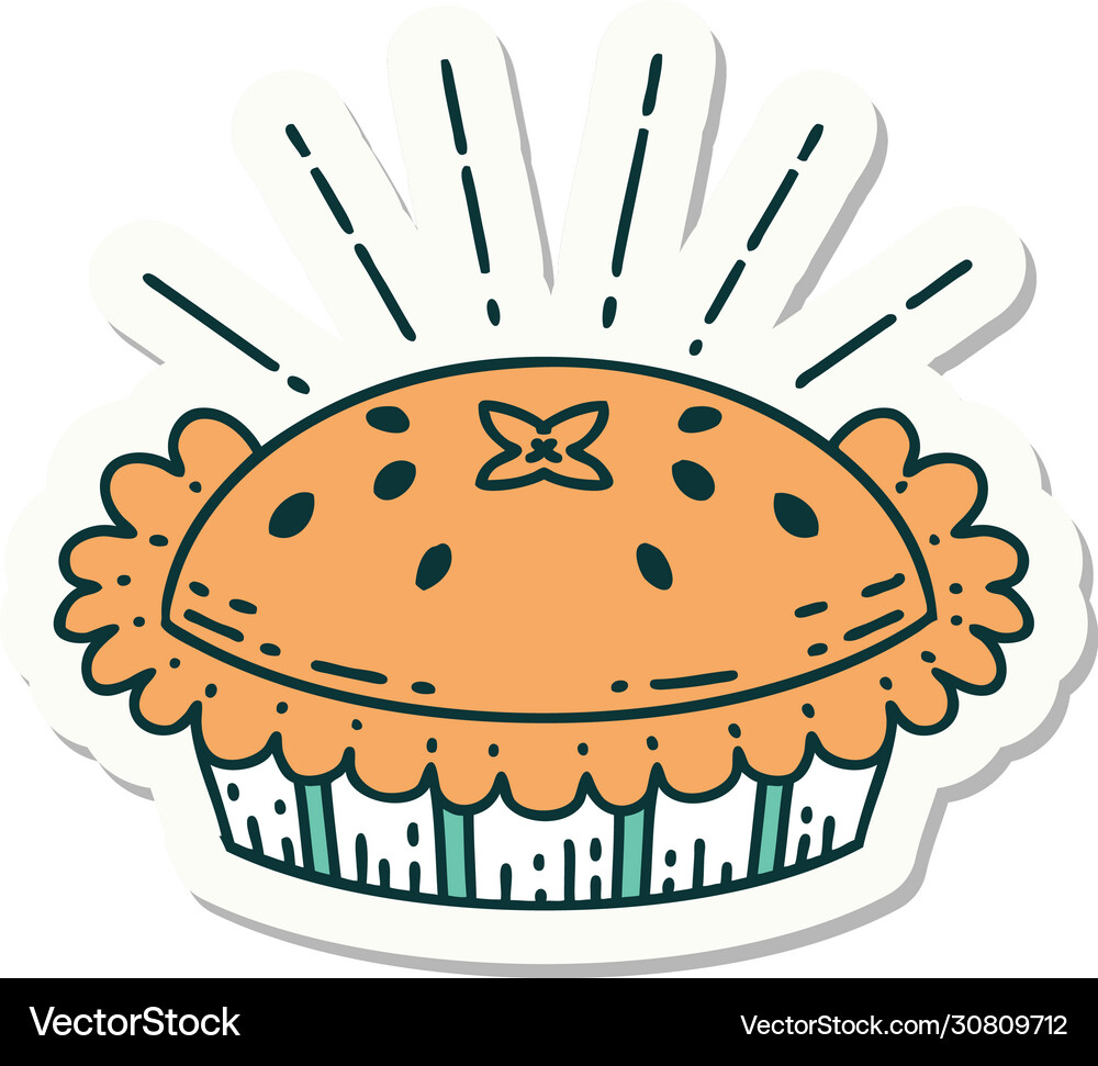 Sticker tattoo style amazing pie Royalty Free Vector Image