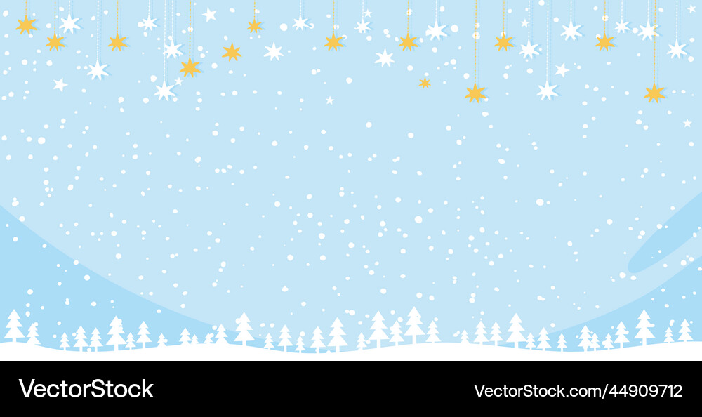 Winter blue background with snowfall and stars Vector Image