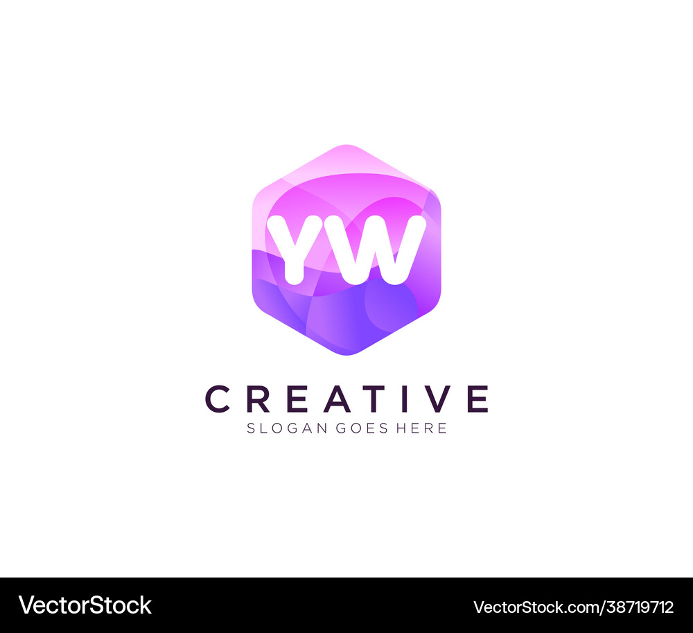 Yw initial logo with colorful hexagon modern Vector Image