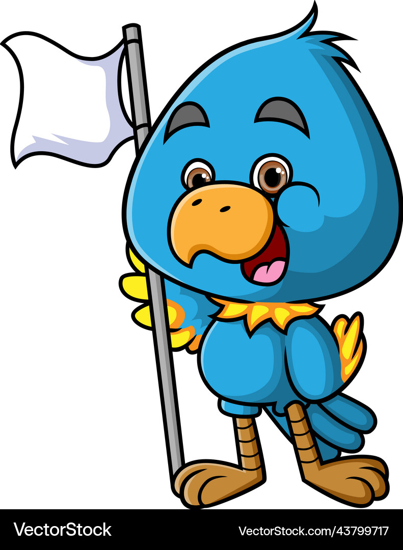 Bird is standing and holding a white flag Vector Image
