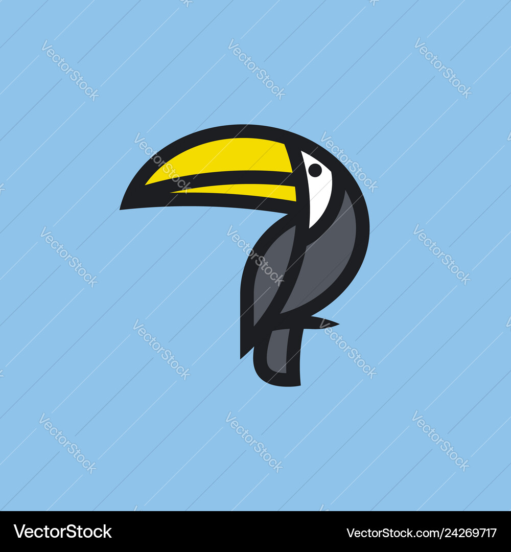 Bold line icon or logo template toucan Royalty Free Vector