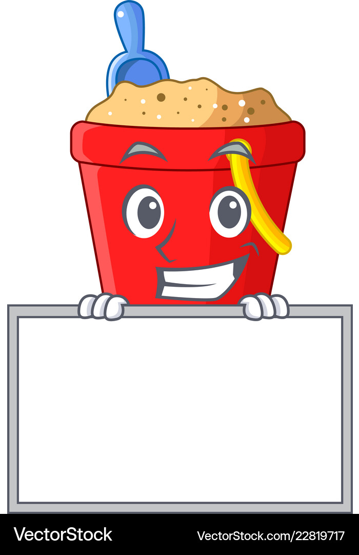 Grinning with board beach bucket shape sand Vector Image