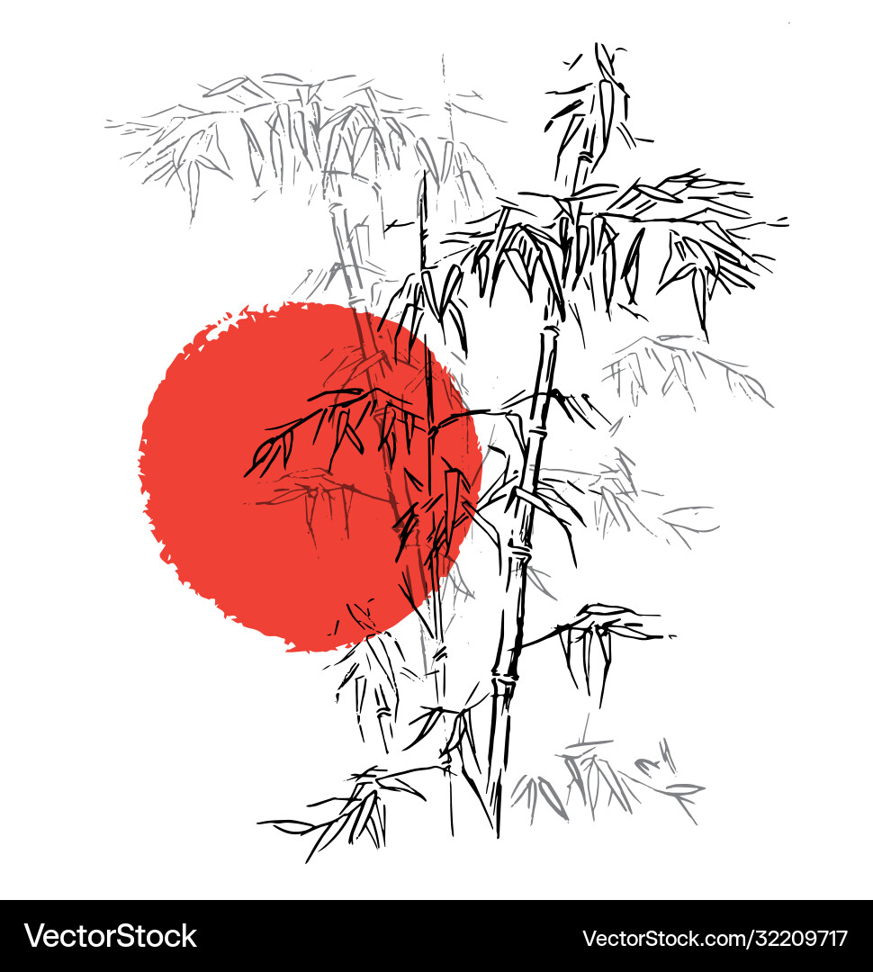 Japanese traditional bamboo branches isolated Vector Image
