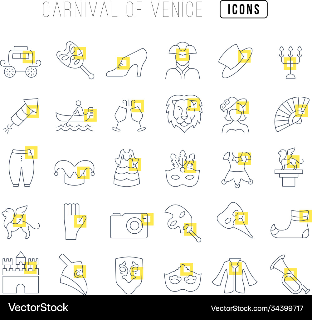 Line icons carnival venice Royalty Free Vector Image