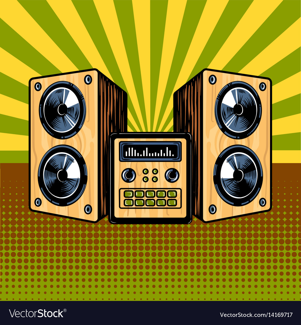 Loudspeaker Enclosure Comic Book Style Royalty Free Vector