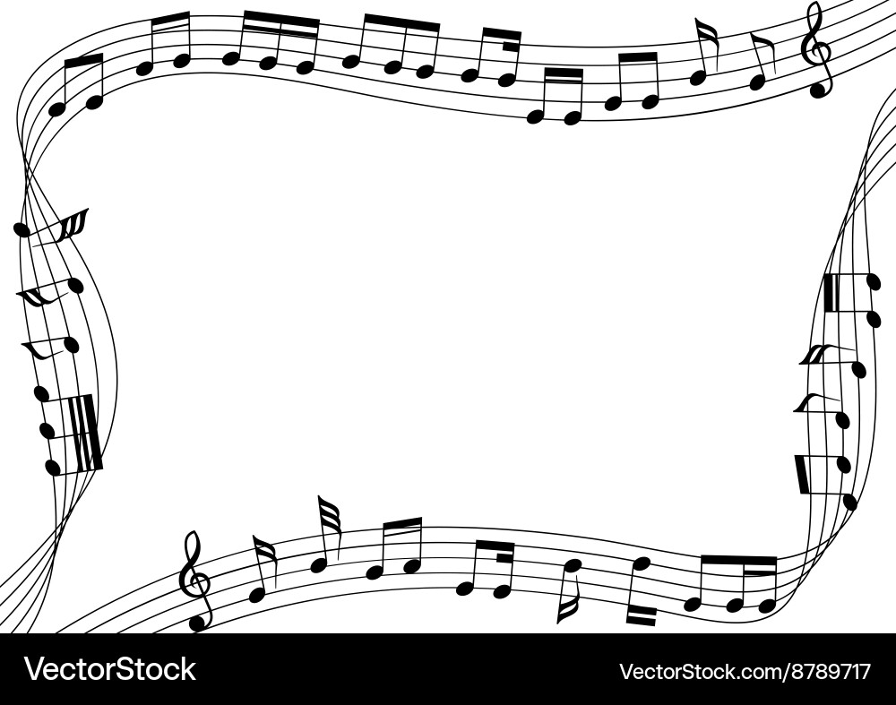 Music notes flowing along rim artboard Royalty Free Vector