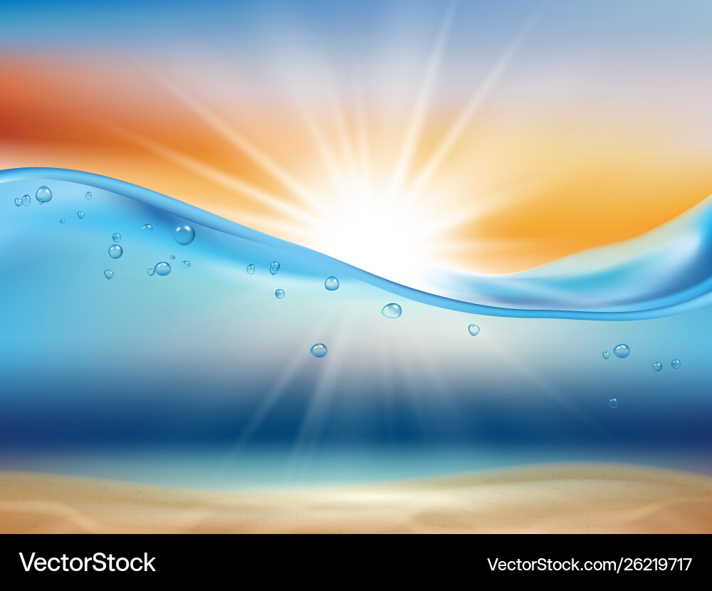 Ocean wave background with sun water landscape Vector Image