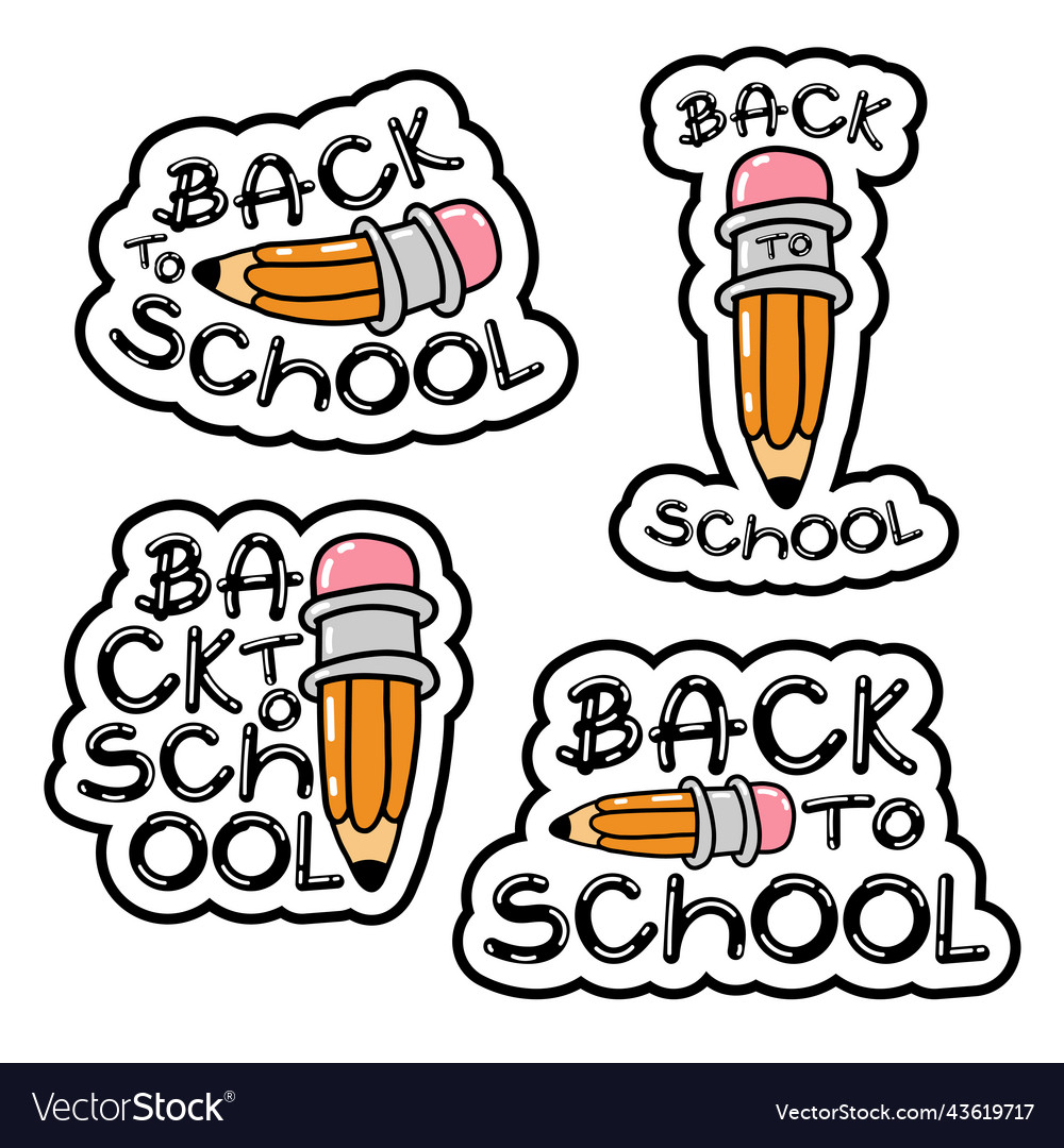 Printable back to school cartoon stickers Vector Image