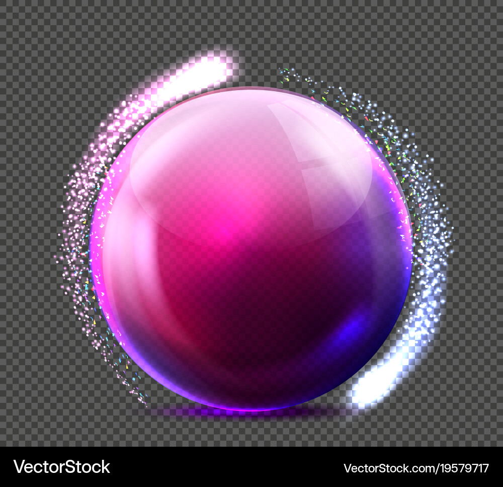 Realistic violet glass sphere transparent Vector Image