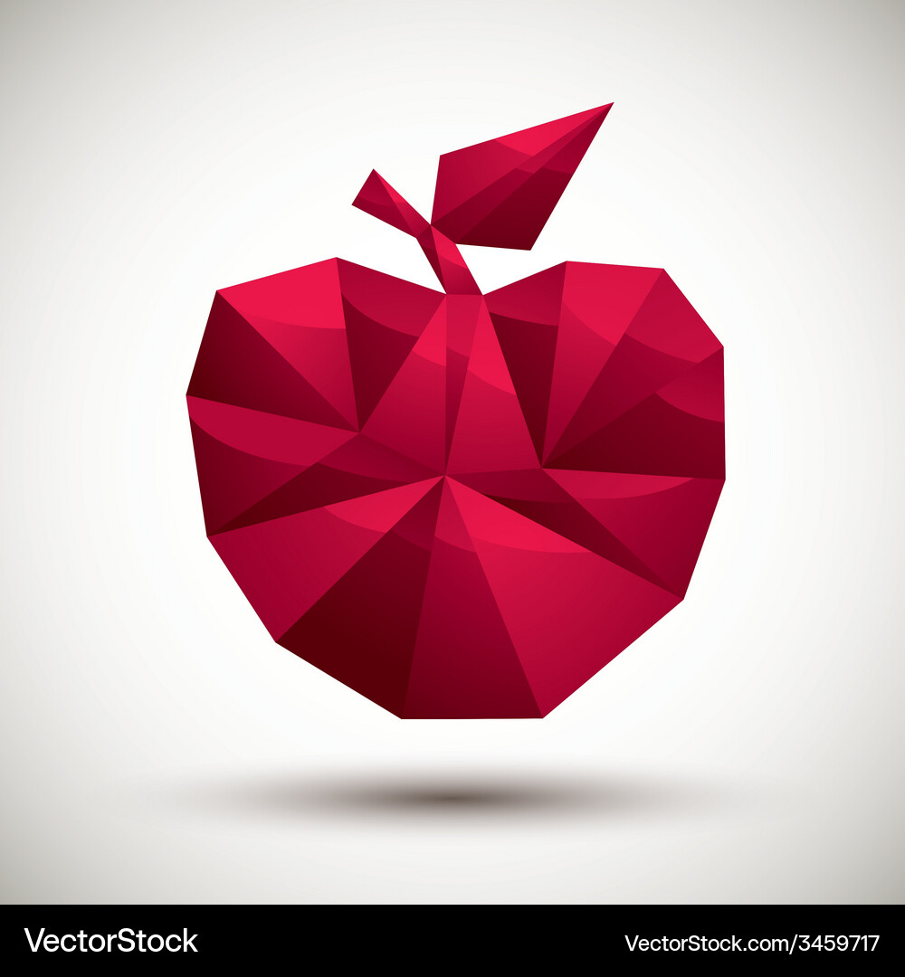 Red apple geometric icon made in 3d modern style Vector Image