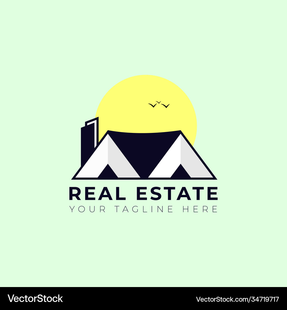 Sunrise realestate logo Royalty Free Vector Image