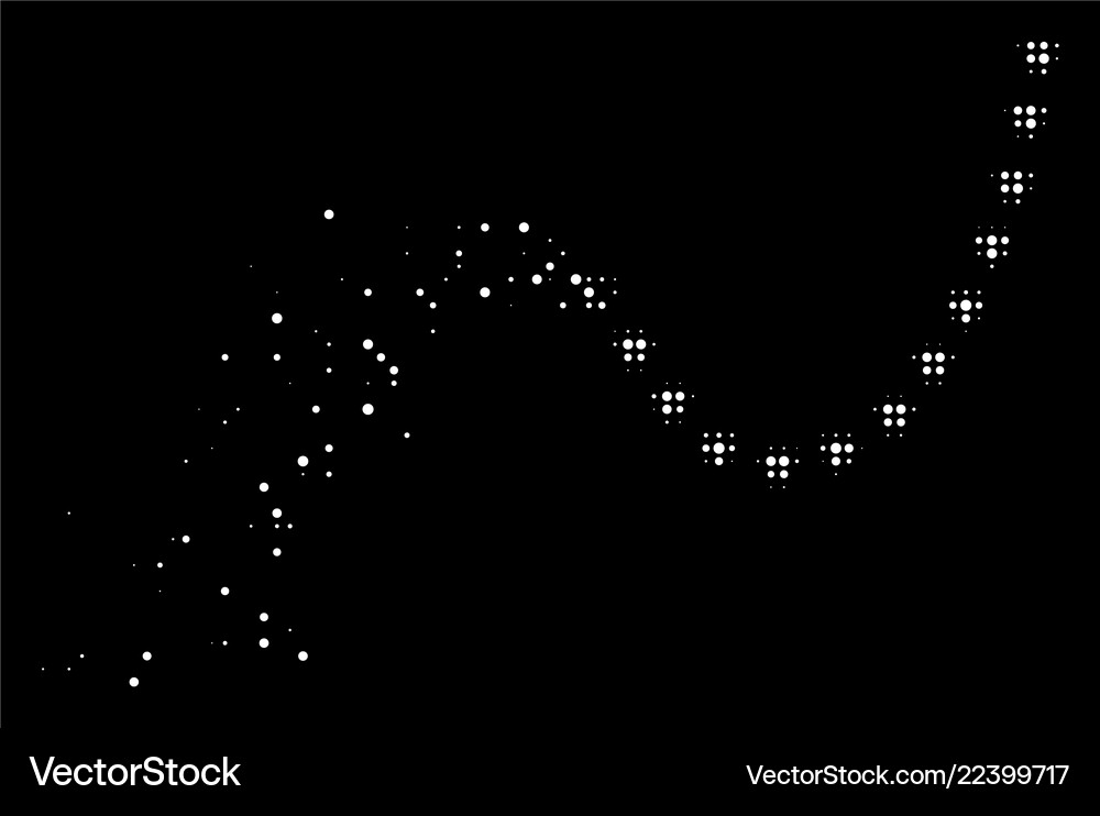 White dissipated dotted halftone curve icon Vector Image