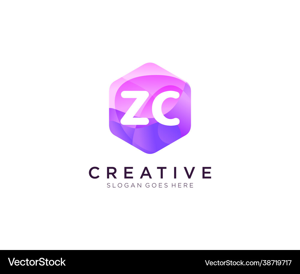 Zc initial logo with colorful hexagon modern Vector Image
