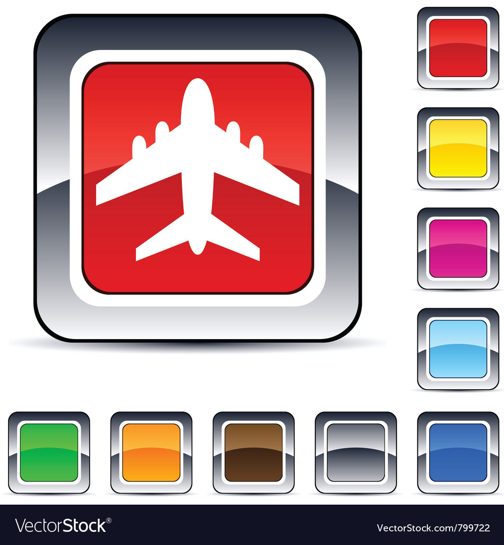 Aircraft square button Royalty Free Vector Image