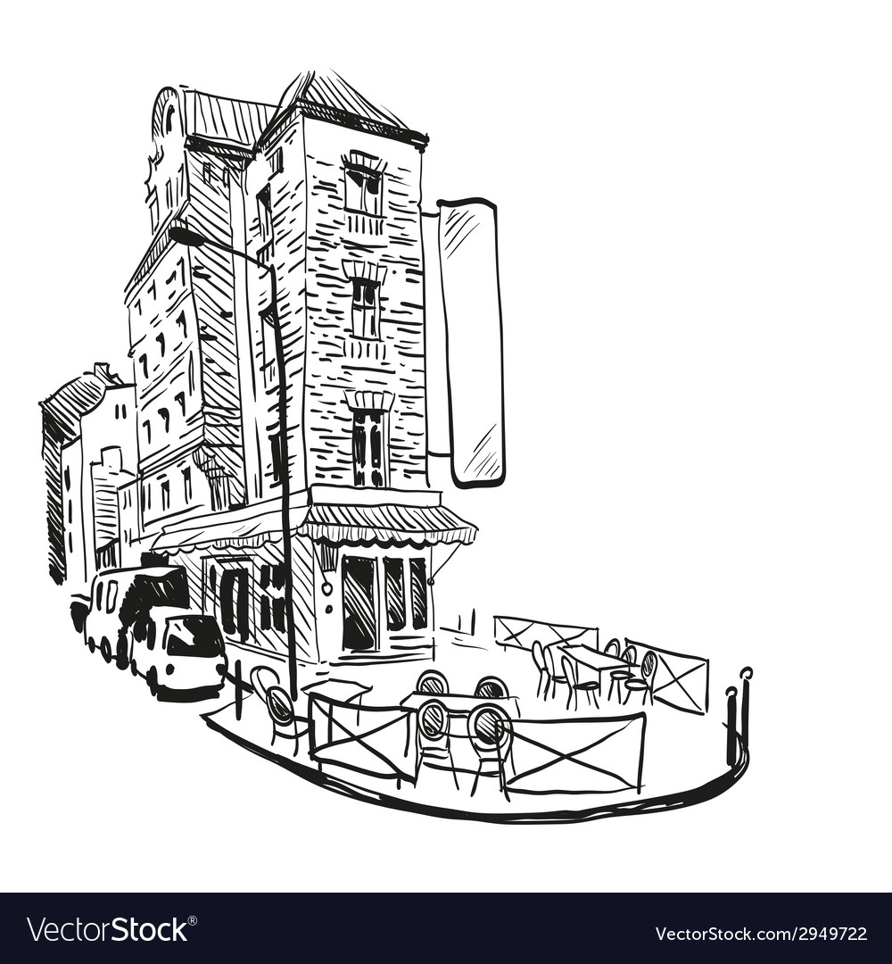 Cafe drawing Royalty Free Vector Image - VectorStock