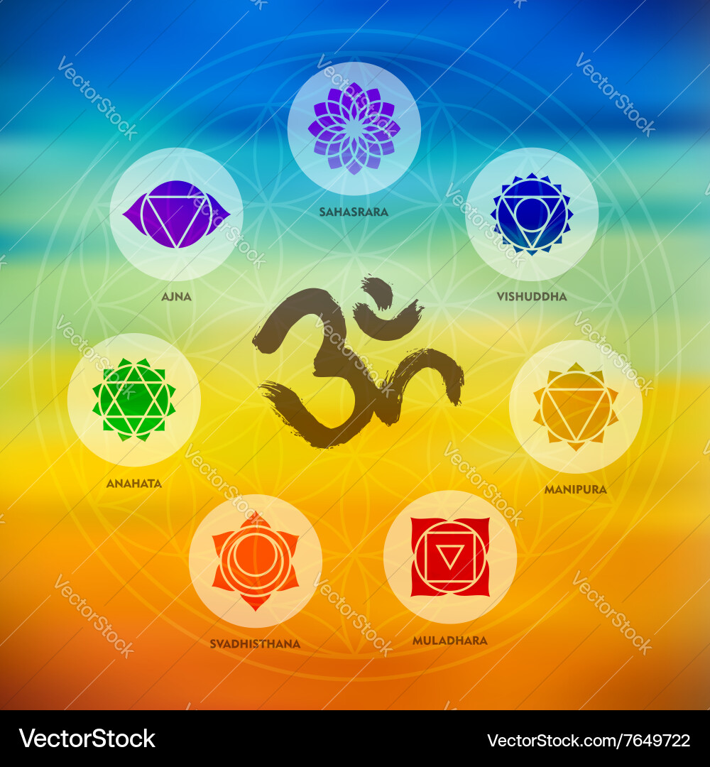 Chakra icon set on colorful blur background Vector Image