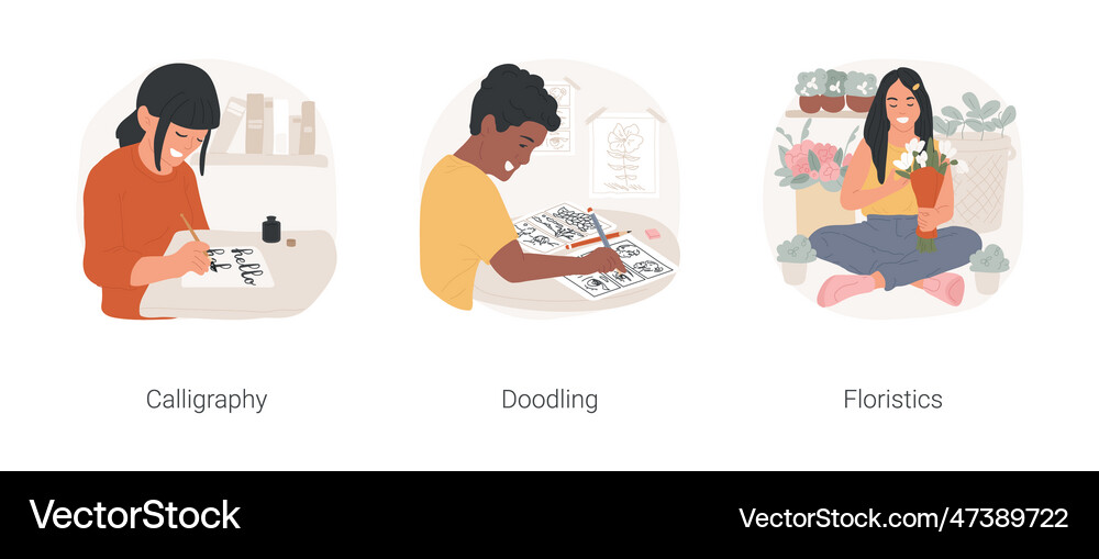 Creative hobbies isolated cartoon Royalty Free Vector Image