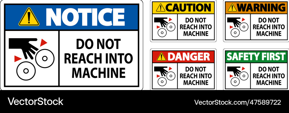 Danger sign do not reach into machine Royalty Free Vector
