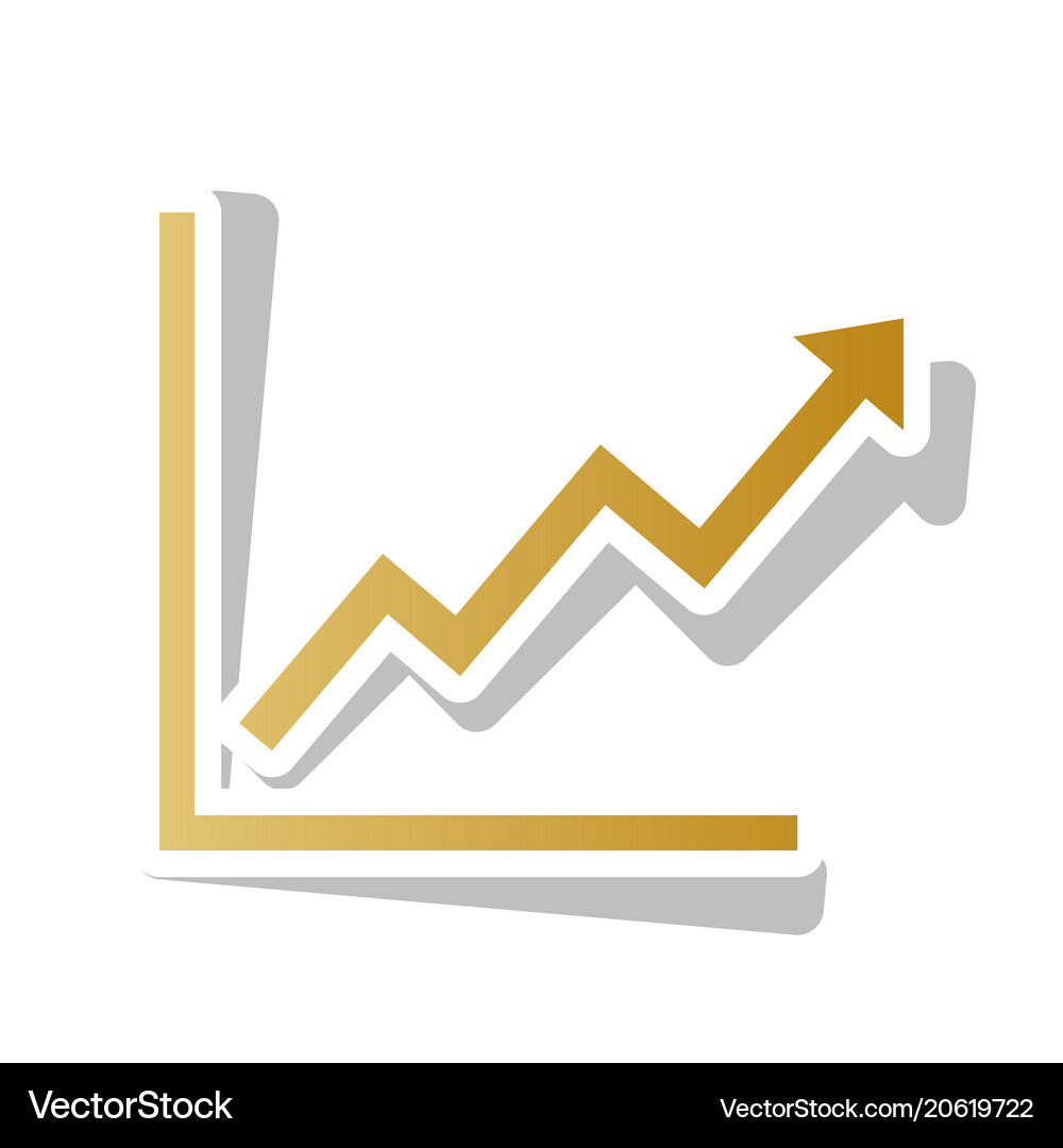 Growing bars graphic sign golden gradient Vector Image
