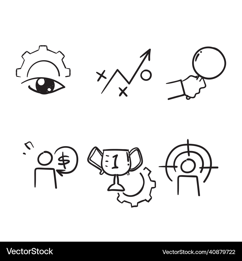 Hand drawn doodle management and strategy related Vector Image