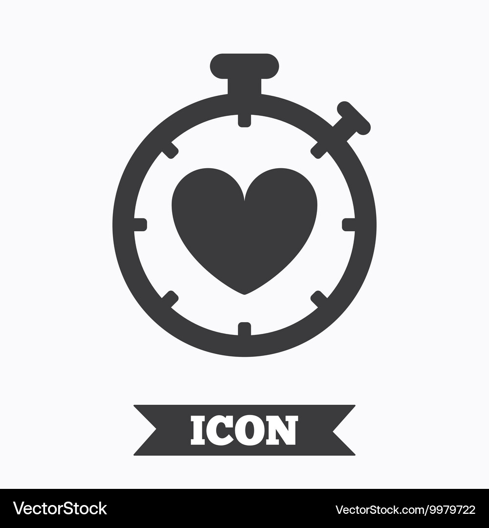 Heart timer sign icon stopwatch symbol Royalty Free Vector