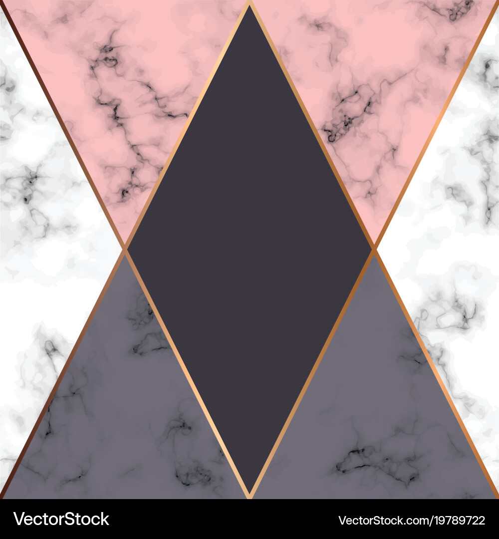 Marble texture design with golden geometric lines Vector Image