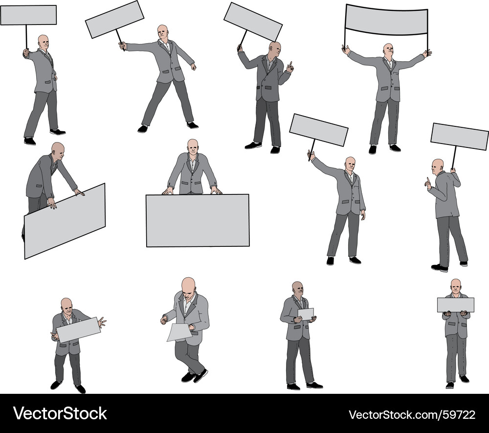 Men with banner Royalty Free Vector Image - VectorStock