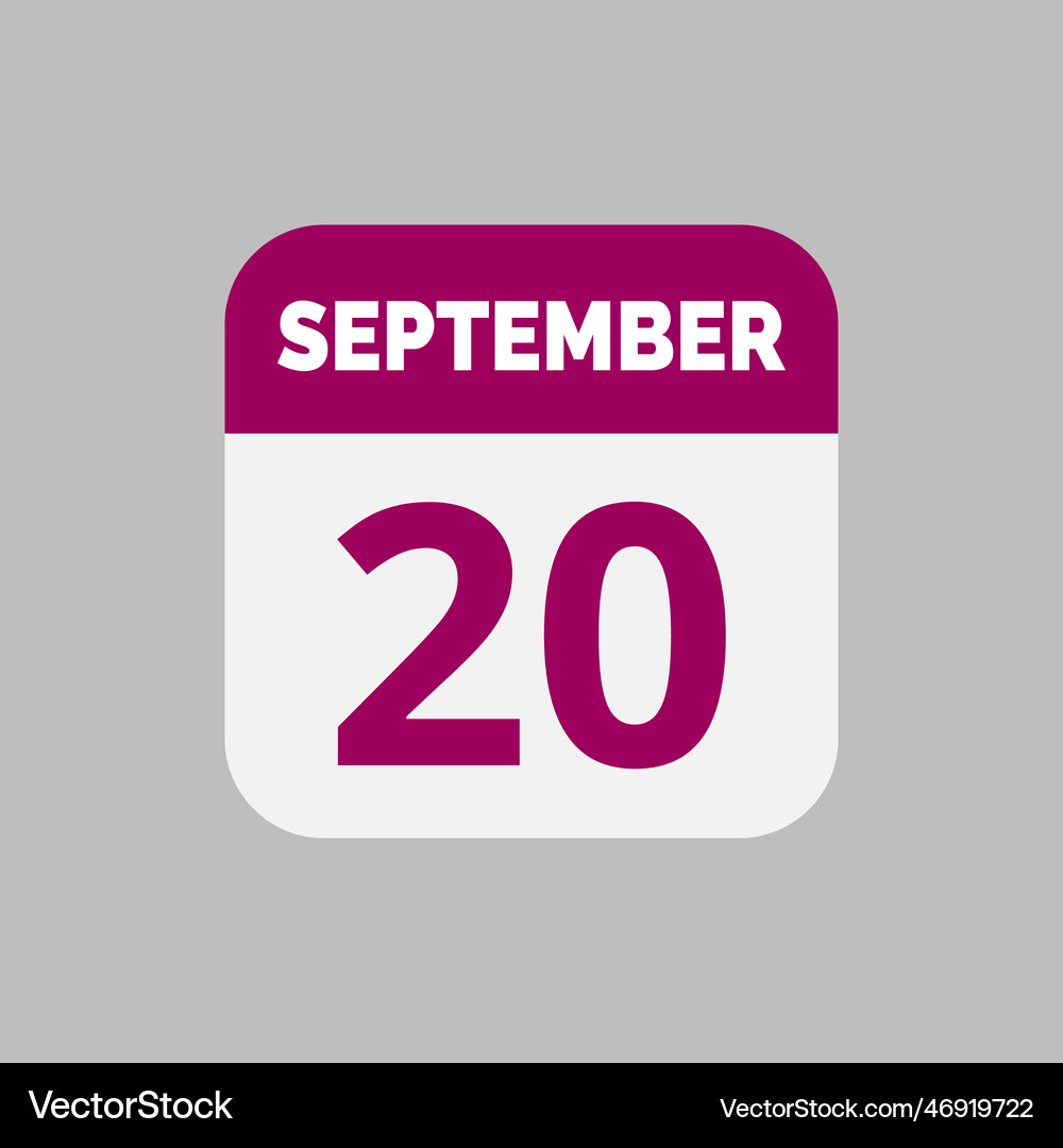 September 20 calendar date icon Royalty Free Vector Image