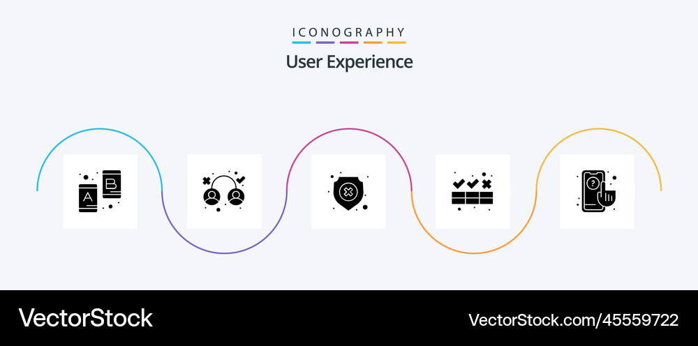 User experience glyph 5 icon pack including files Vector Image