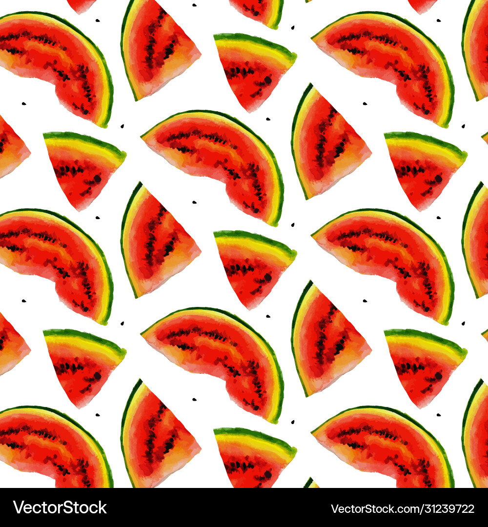 Watermelon seamless watercolor pattern juicy Vector Image