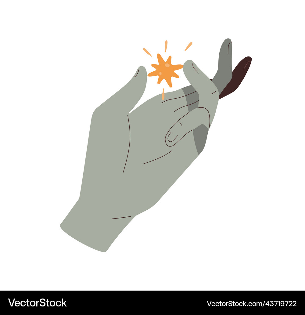 Witch hand with magic crystal gold star holding Vector Image