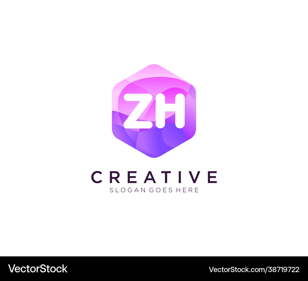 Zh initial logo with colorful hexagon modern Vector Image