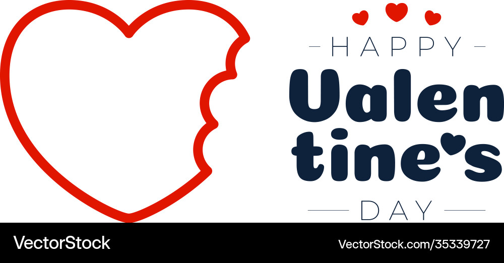 Bitten love valentine day card bite heart red Vector Image